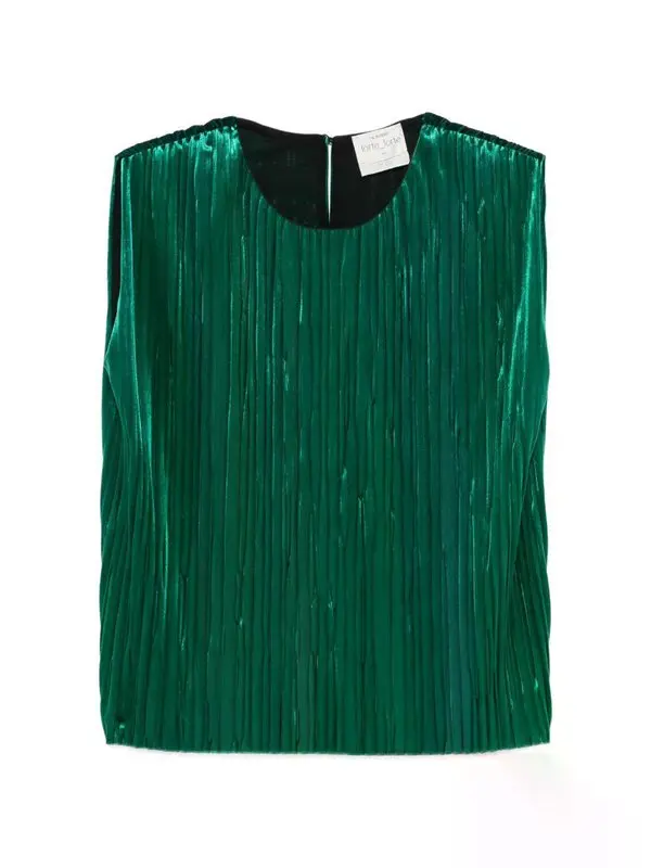FORTE_FORTE Plissé-effect Sleeveless Blouse - Green