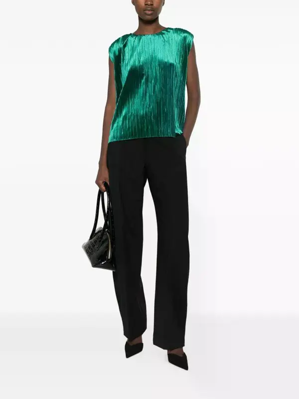 FORTE_FORTE Plissé-effect Sleeveless Blouse - Green