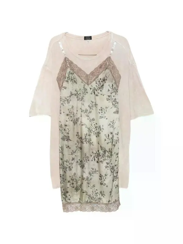 R13 Floral-print Lace-trim Mini Dress
