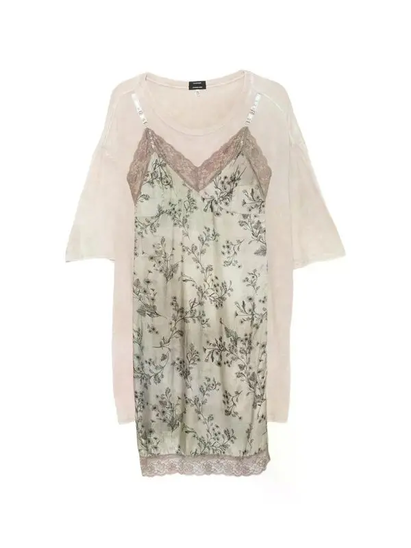 R13 Floral-print Lace-trim Mini Dress - Neutrals
