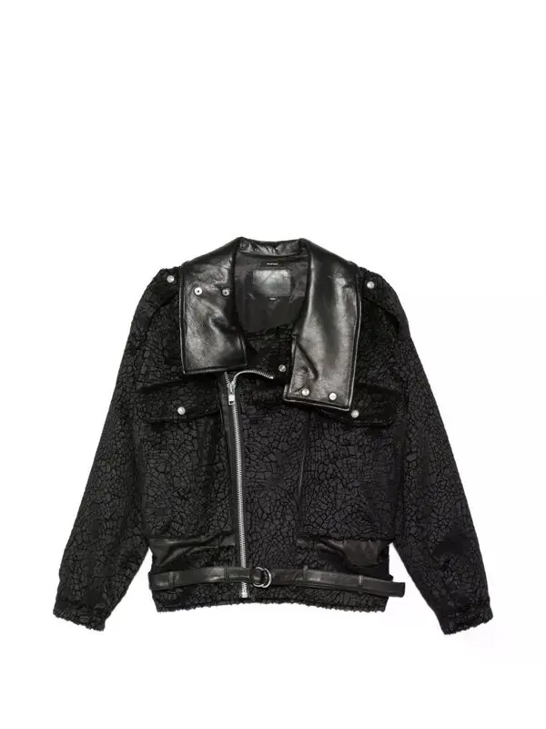 R13 Crackled-effect Belted Jacket