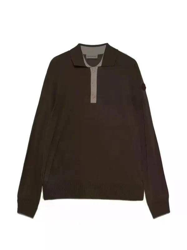 Moncler Long-sleeve Polo Shirt - Brown
