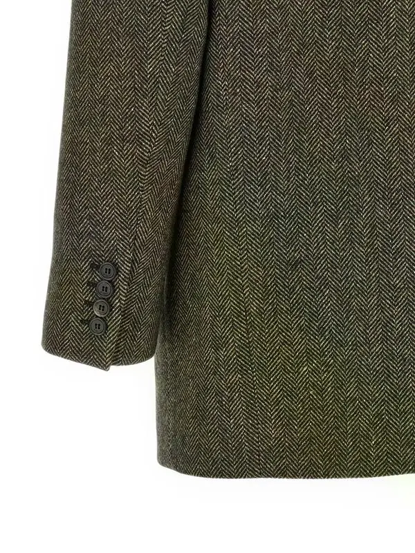 Saint Laurent Single-breasted Herringbone Wool Jacket