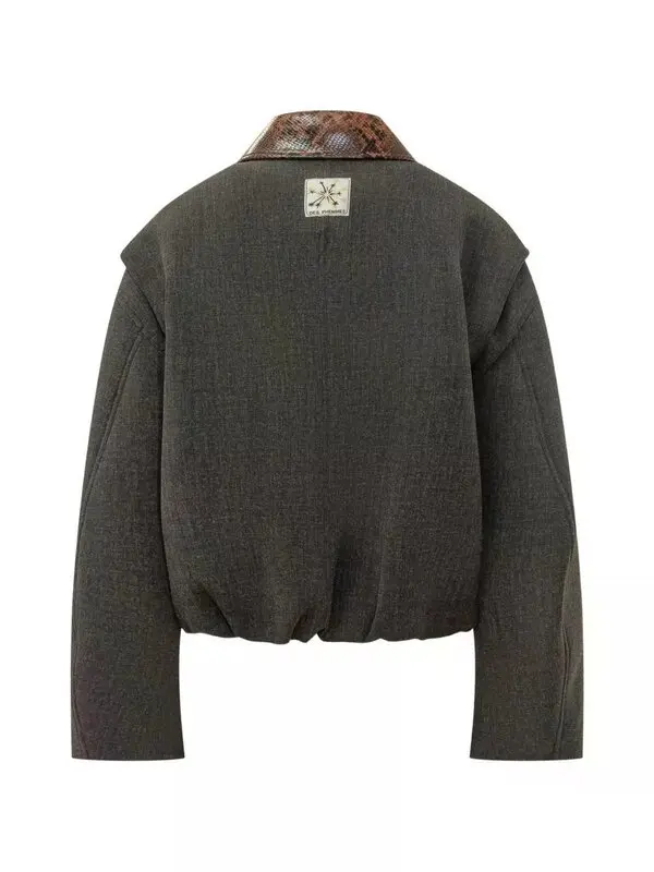 DES_PHEMMES Snake-effect Collar Bomber Jacket