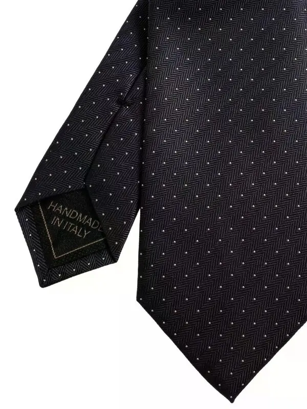 Brioni Polka-dot Herringbone Tie - Blue
