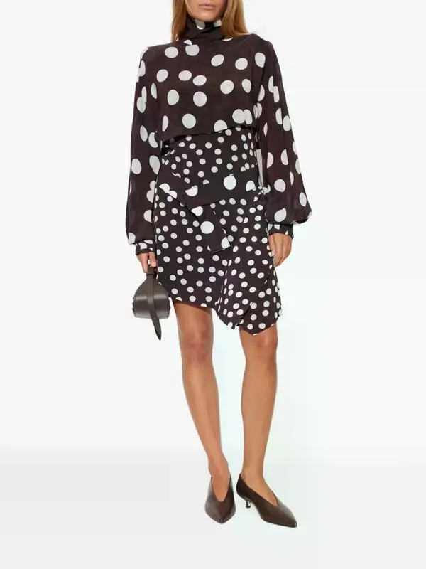 IRO PARIS Damelia Polka-dot Asymmetric Mini Dress