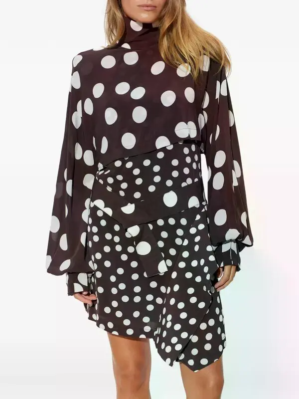 IRO PARIS Damelia Polka-dot Asymmetric Mini Dress
