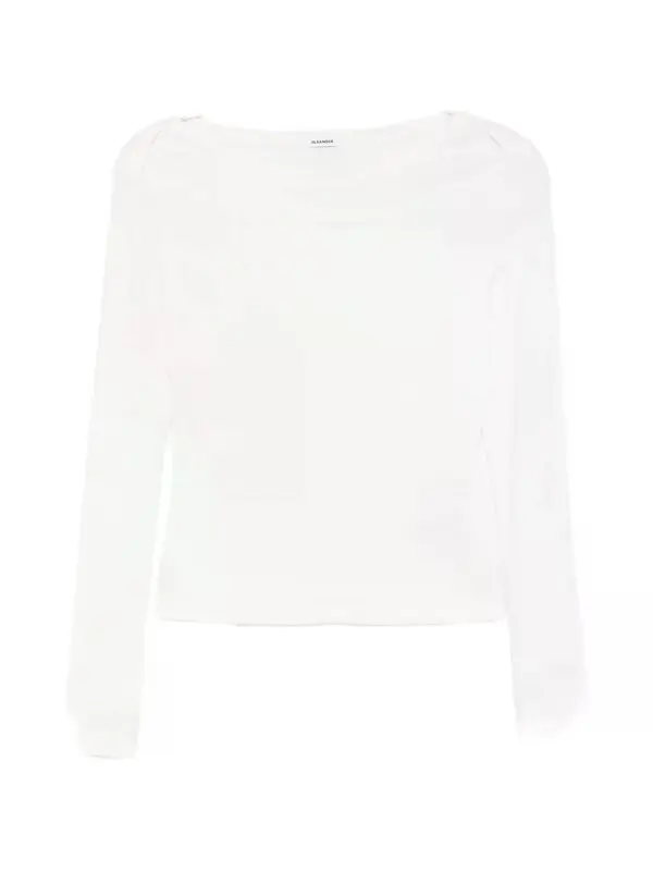 JIL SANDER Ribbed-knit Long-sleeve Top - White