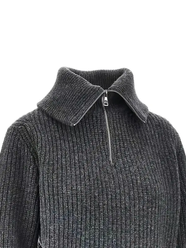 Max Mara Wool Zip-up Roll-neck Jumper Dark