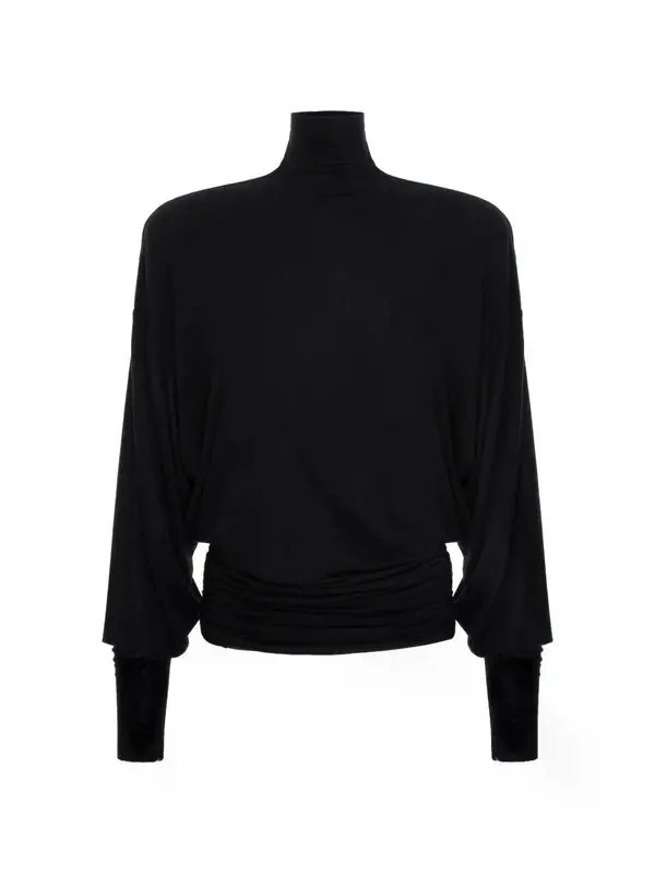 MANURI Romy Padded-shoulder Blouse - Black