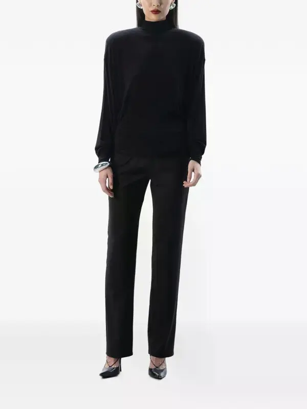 MANURI Romy Padded-shoulder Blouse - Black