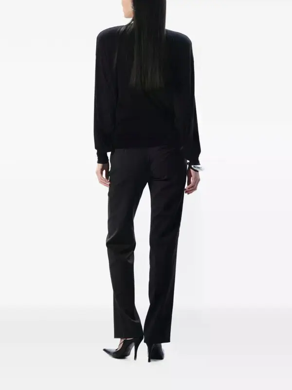 MANURI Romy Padded-shoulder Blouse - Black