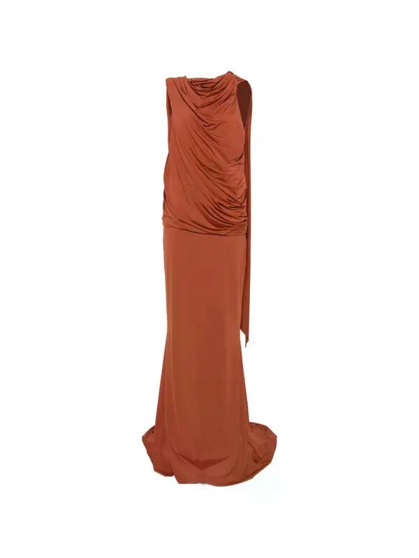 DE LA VALI Lurna Draped Jersey Maxi Dress - Brown