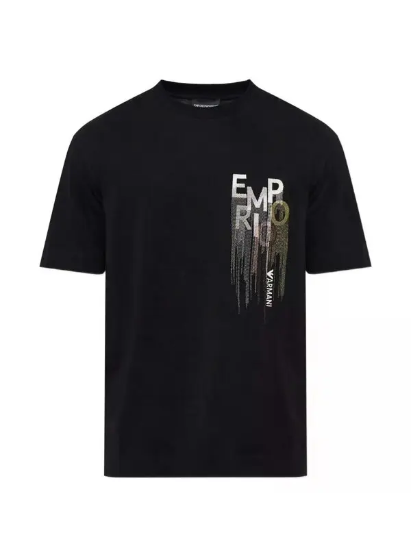 Emporio Armani Heavy-jersey T-shirt With Embroidered Logo - Black