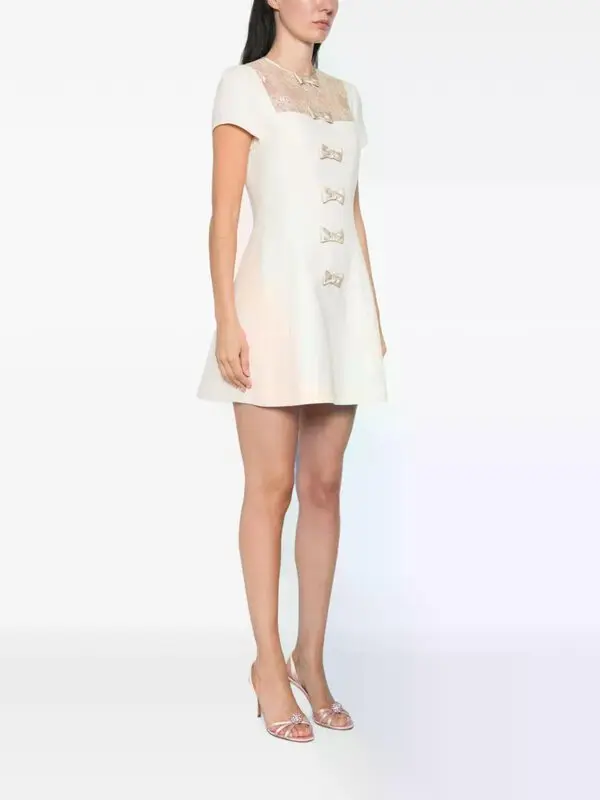 Valentino Garavani Lace-panelled Bow-detail Mini Dress