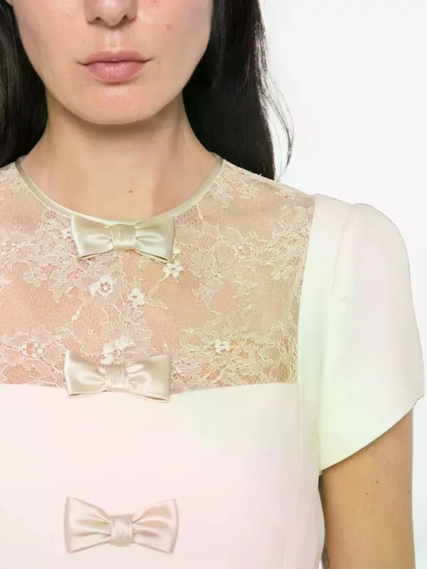 Valentino Garavani Lace-panelled Bow-detail Mini Dress