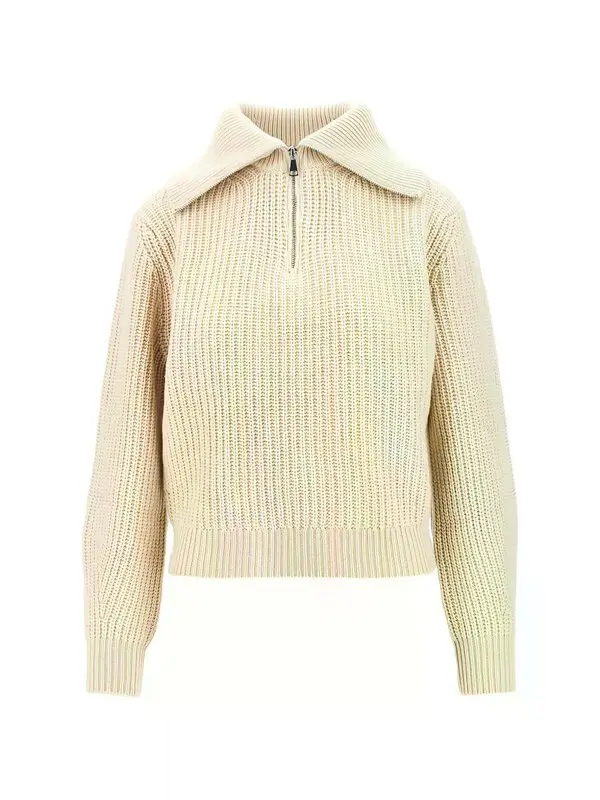 Max Mara Wool Zip-up Roll-neck Jumper Ice - Neutrals