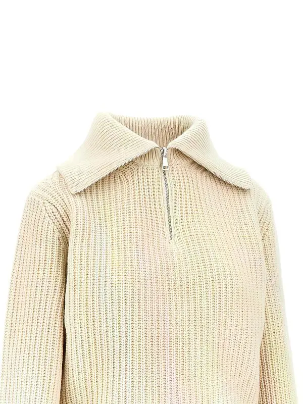Max Mara Wool Zip-up Roll-neck Jumper Ice