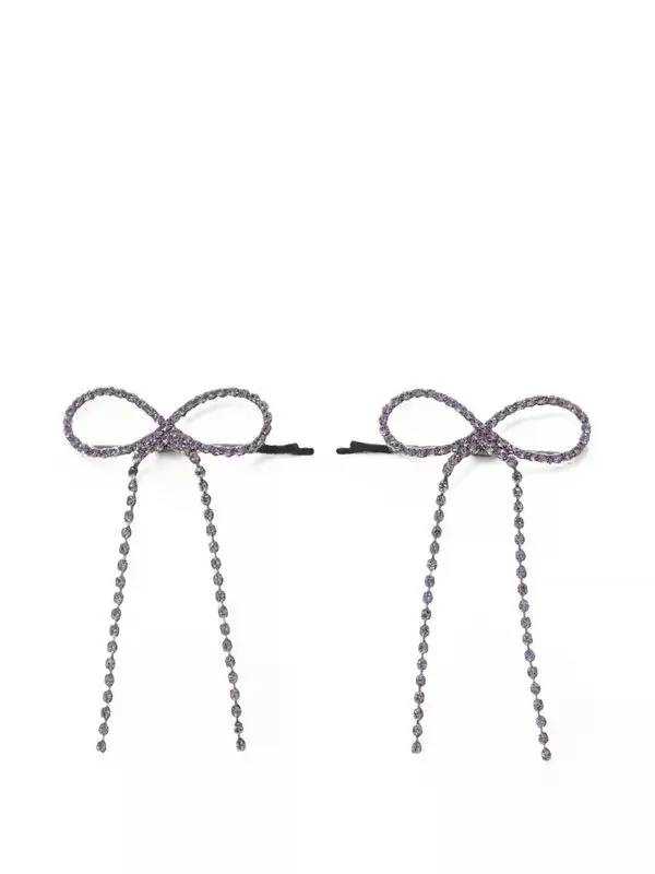 YELLOWSWALLOW Crystal-embellished Bow Hair Clips