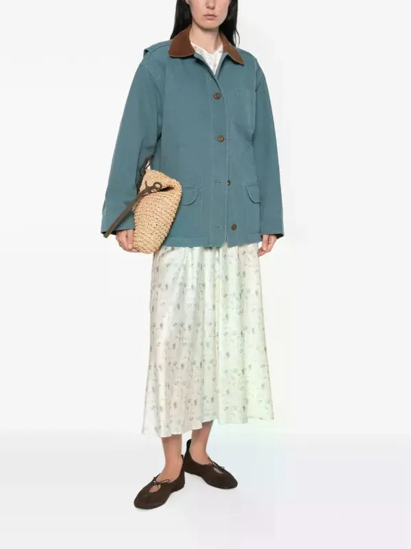 DÔEN Pascual Contrast-collar Jacket - Blue