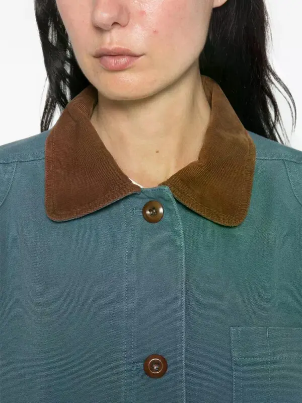 DÔEN Pascual Contrast-collar Jacket - Blue