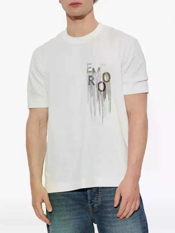 Emporio Armani Heavy-jersey T-shirt With Embroidered Logo - White