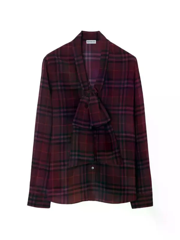 Burberry Check Silk Scarf Blouse