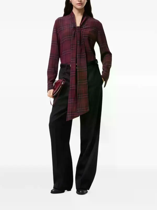 Burberry Check Silk Scarf Blouse