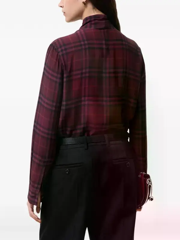 Burberry Check Silk Scarf Blouse