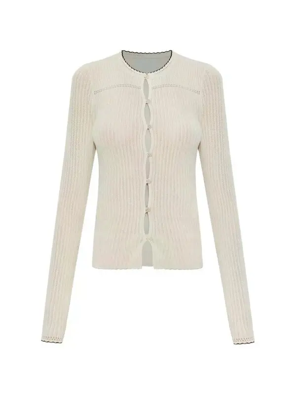Isabel Marant Étoile Siofra Pointelle Knit Cardigan - Neutrals