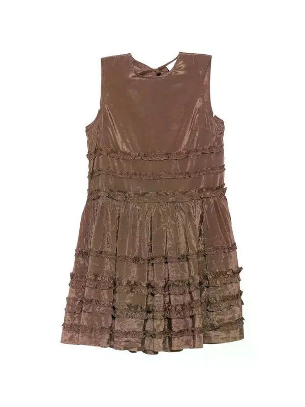 DAMSON MADDER Ruffled Drop-waist Mini Dress - Brown