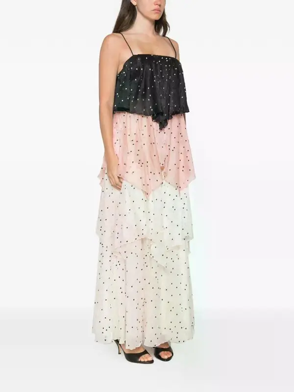 Aje Songstress Polka-dot Ruffled Gown