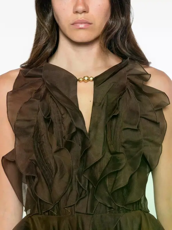 Aje Cleo Ruffled Gown - Brown