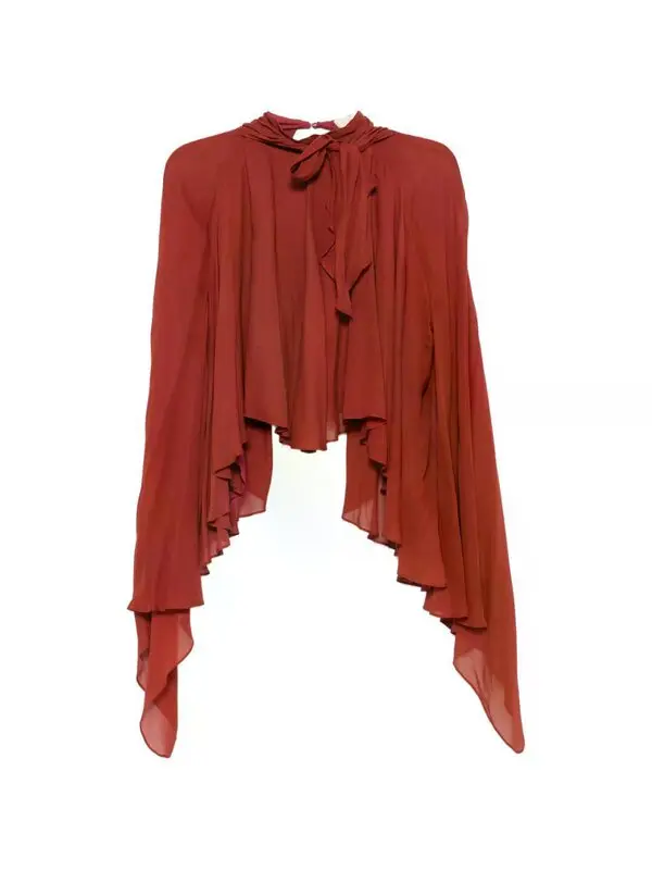 DE LA VALI Mia Draped Pleated Top - Red