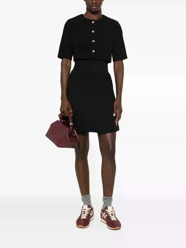 Sandro Layered Woven Dress With Gold-tone Buttons
