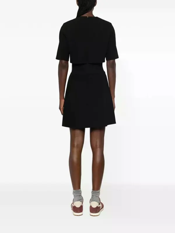 Sandro Layered Woven Dress With Gold-tone Buttons