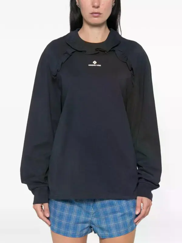 SHUSHU/TONG Ruffle-trimmed Long-sleeve T-shirt