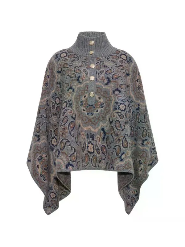 Cara Cara Pagoda Paisley-intarsia Cape