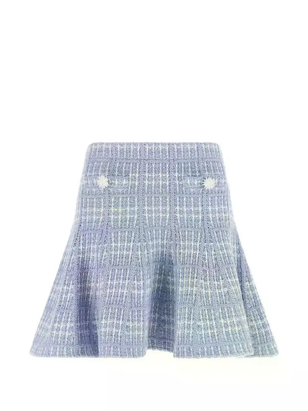 SELF-PORTRAIT Check-knit Mini Skirt - Blue