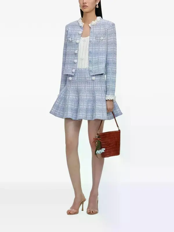 SELF-PORTRAIT Check-knit Mini Skirt