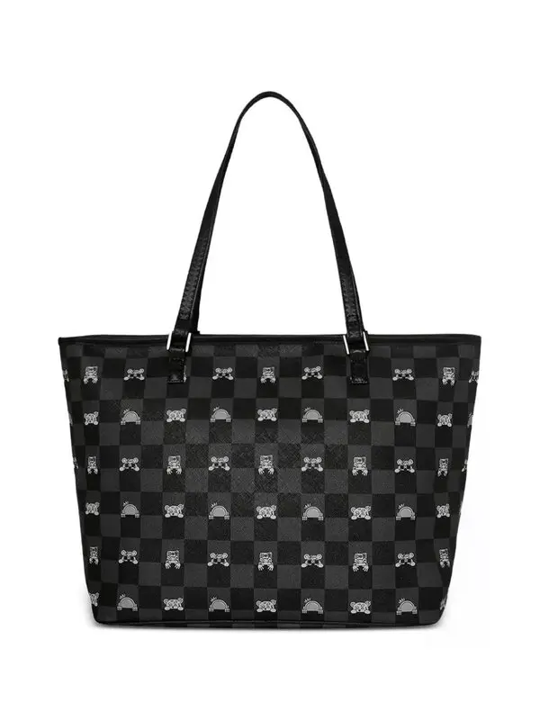 SPRAYGROUND Peeking Character Check Tote Bag - Black