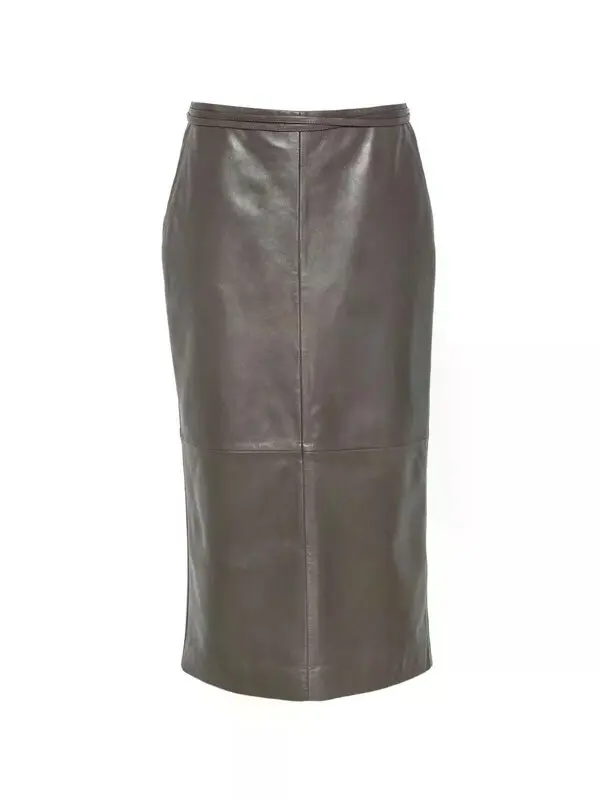 Alberta Ferretti Leather Panelled Skirt - Grey