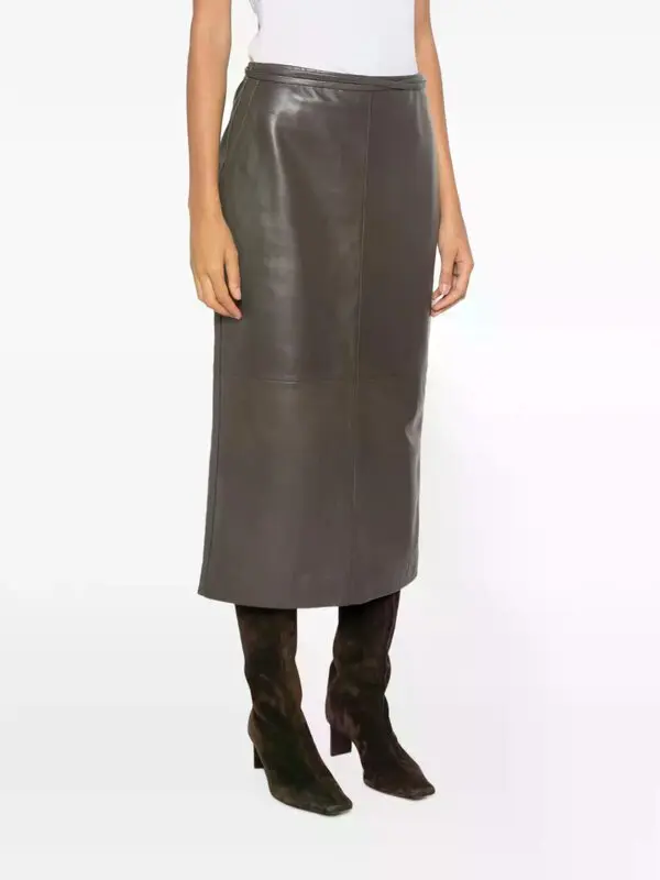 Alberta Ferretti Leather Panelled Skirt - Grey