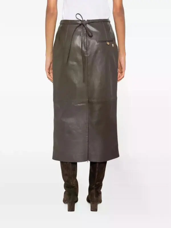 Alberta Ferretti Leather Panelled Skirt - Grey