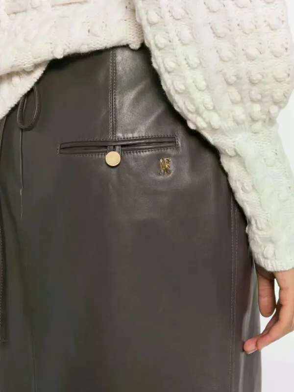 Alberta Ferretti Leather Panelled Skirt - Grey