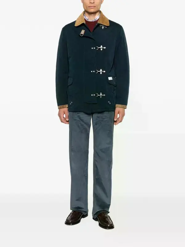 FAY Lobster-clasp Corduroy-collar Jacket - Blue