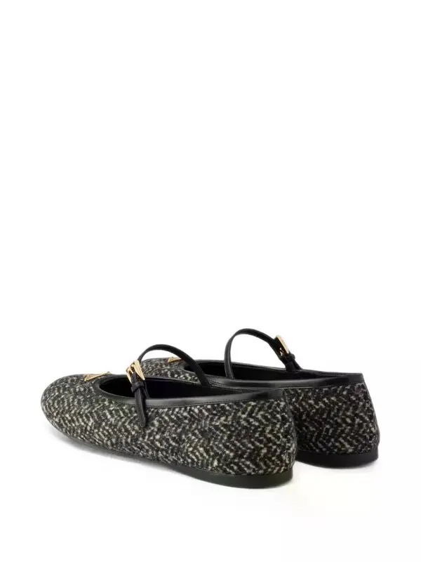 Prada Triangle-appliqué Ballerinas - Black