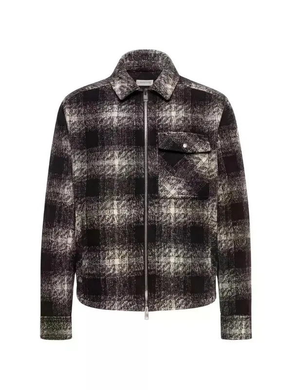 Moncler Check Jersey Zip-up Shirt