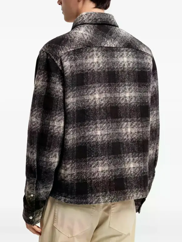 Moncler Check Jersey Zip-up Shirt