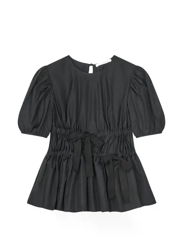 Cecilie Bahnsen Freya Bow-detail Puffed-sleeve Blouse - Black